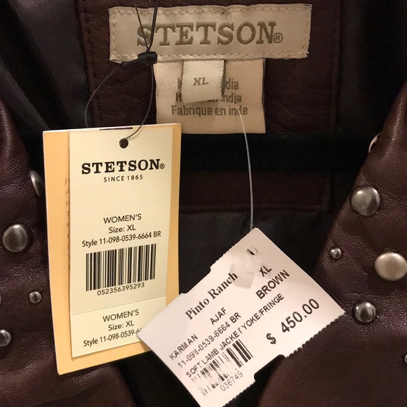 Stetson | Jackets & Coats | Stetson Brown Leather Jacket W Fridge ...